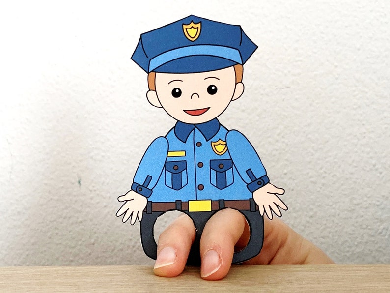 Police Officer Paper Craft Printable Community Helper Finger - Etsy