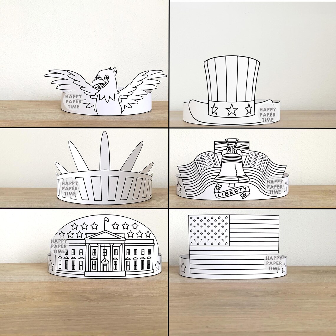 American Symbols Paper Crowns Flag 4th of July Patriotic Printable DIY ...