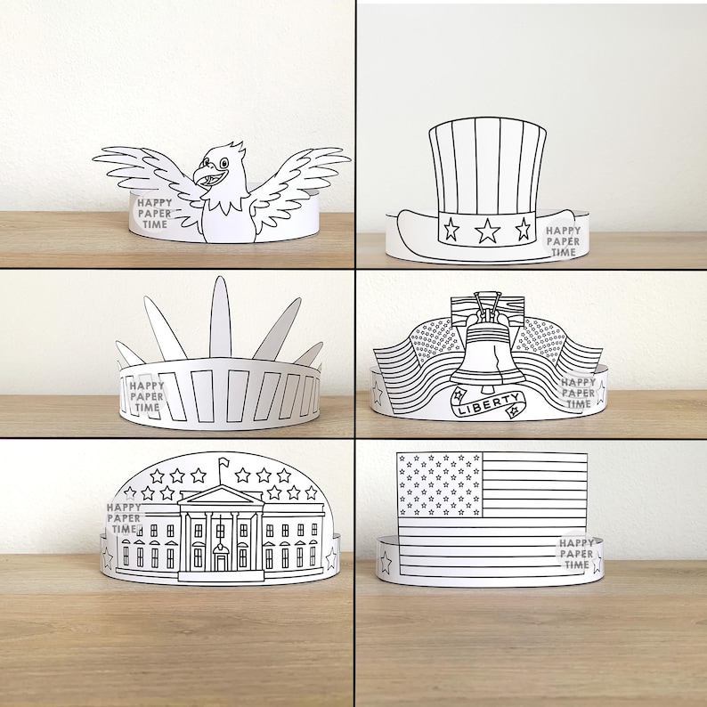 American Symbols Paper Crowns Flag 4th of July Patriotic Printable DIY ...