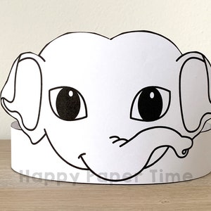 Elephant Paper Crown Party Coloring Printable Kids Craft Woodland ...