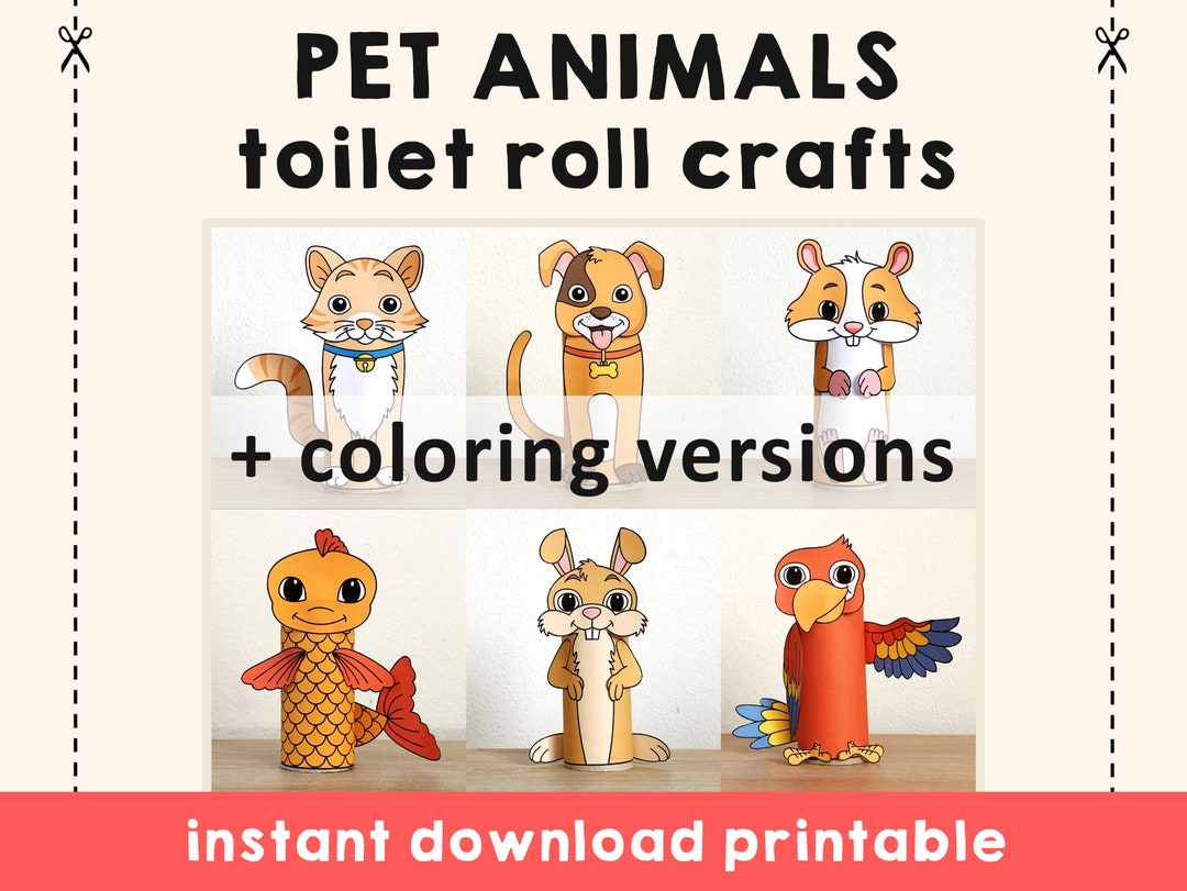 Pets Animals Toilet Paper Roll Craft Pet Party Coloring Printable ...