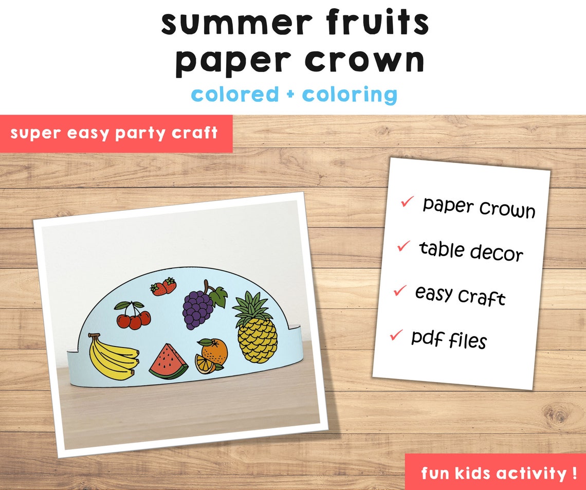 Fruits Summer Paper Crowns Spring Printable Kids Craft Coloring ...
