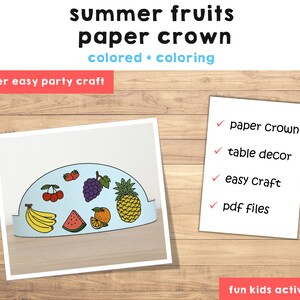 Fruits Summer Paper Crowns Spring Printable Kids Craft Coloring ...
