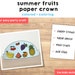 Fruits Summer Paper Crowns Spring Printable Kids Craft - Etsy