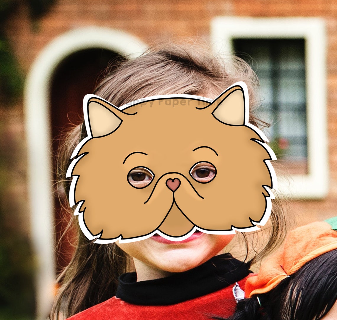 Persian Cat Mask Animal Mask Party Favor Printable Cat Kitten - Etsy