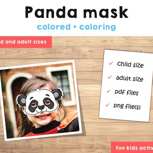 Panda Mask Costume Animal Mask Printable Party Favor Asian Jungle Party ...