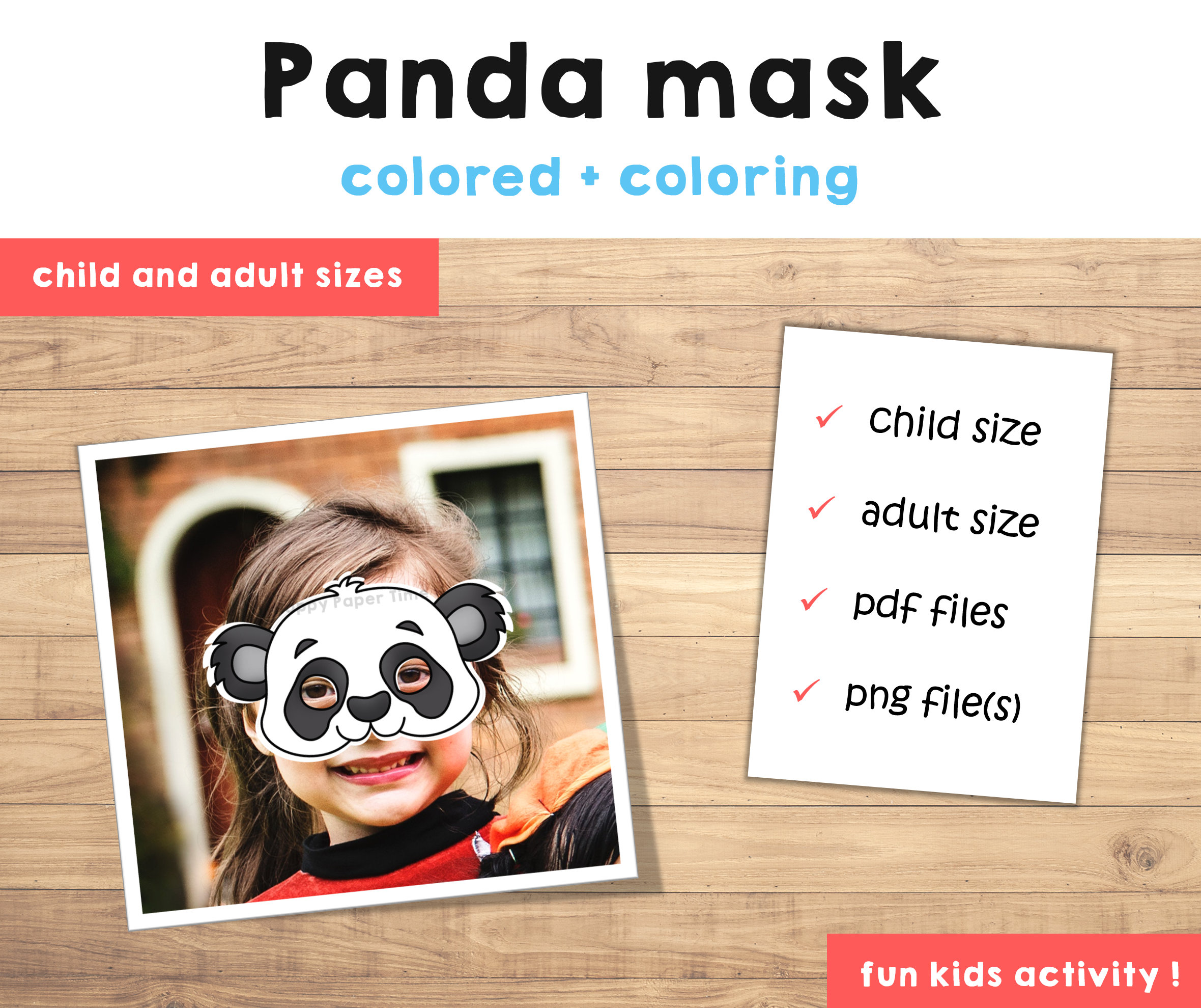 Panda Mask Costume Animal Mask Printable Party Favor Asian - Etsy