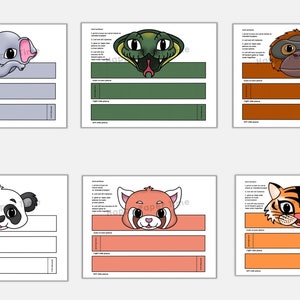 Asian Jungle Animals Paper Crowns Panda Elephant Cobra Tiger Orangutan ...