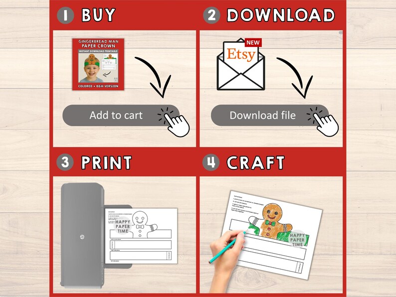 Gingerbread Man Paper Crown Hat Christmas Winter Holiday Party Coloring ...