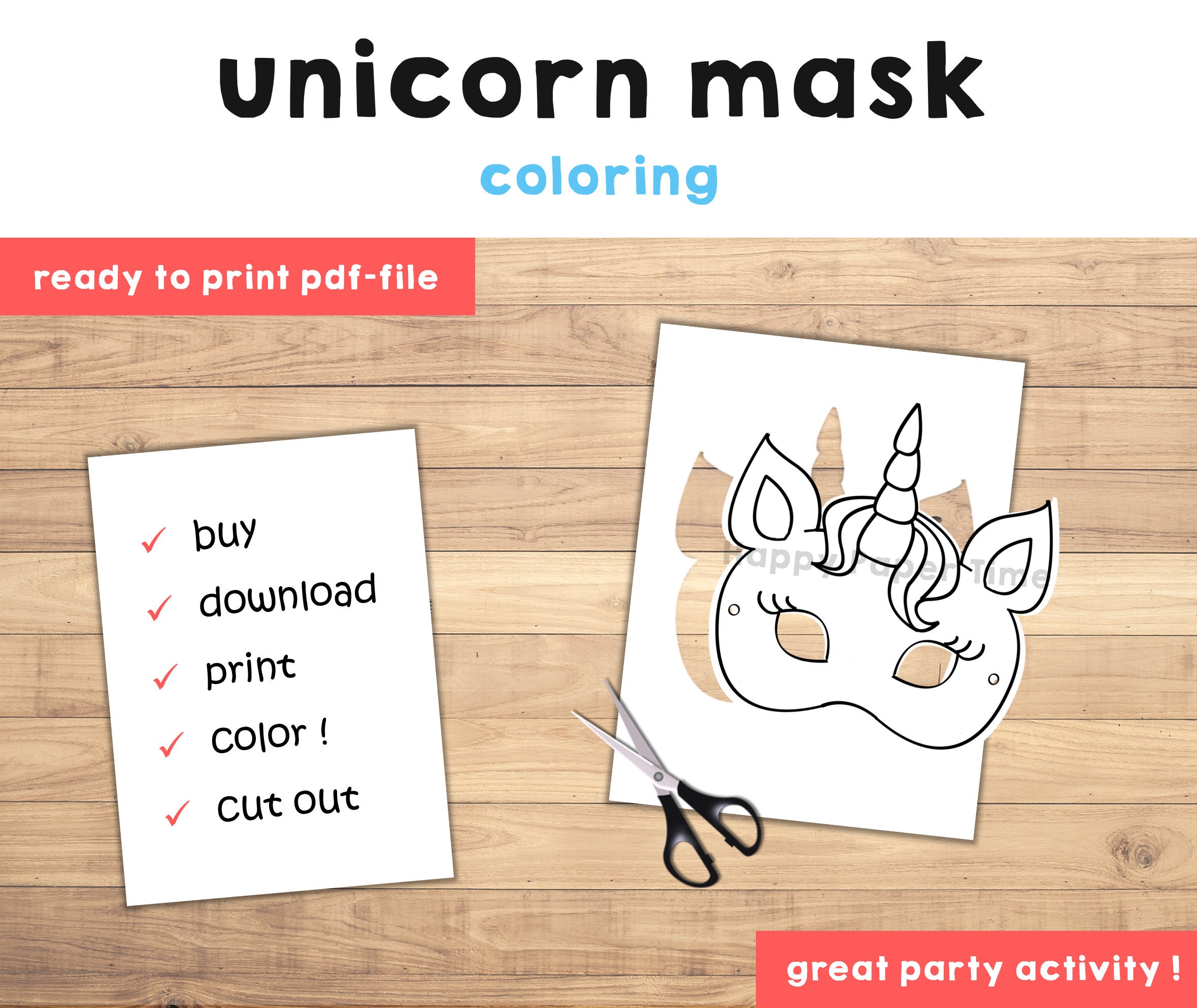 Unicorn Mask Unicorn Printable Mask Unicorn Party Favor Unicorn Costume ...