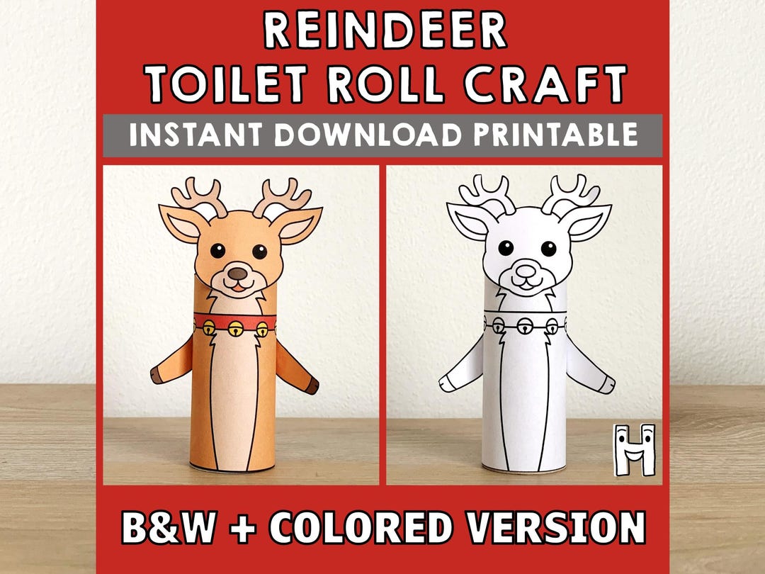 Reindeer Toilet Paper Roll Craft Christmas Party Coloring Printable ...