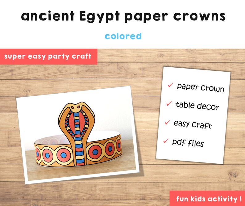 Ancient Egypt Paper Crowns Pharaoh Cobra Cleopatra Isis Scarab - Etsy