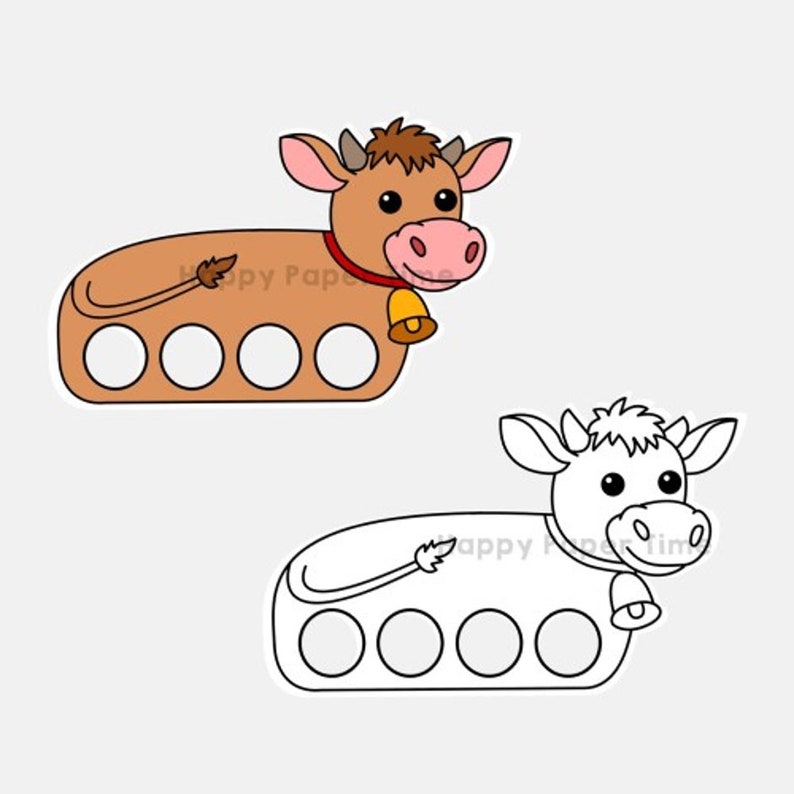 Cow Paper Craft Printable Farm Animal Finger Puppet Kids Craft | Etsy