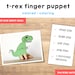 Dinosaur T-rex Paper Craft Printable Finger Puppet Kids Craft Dinosaur ...
