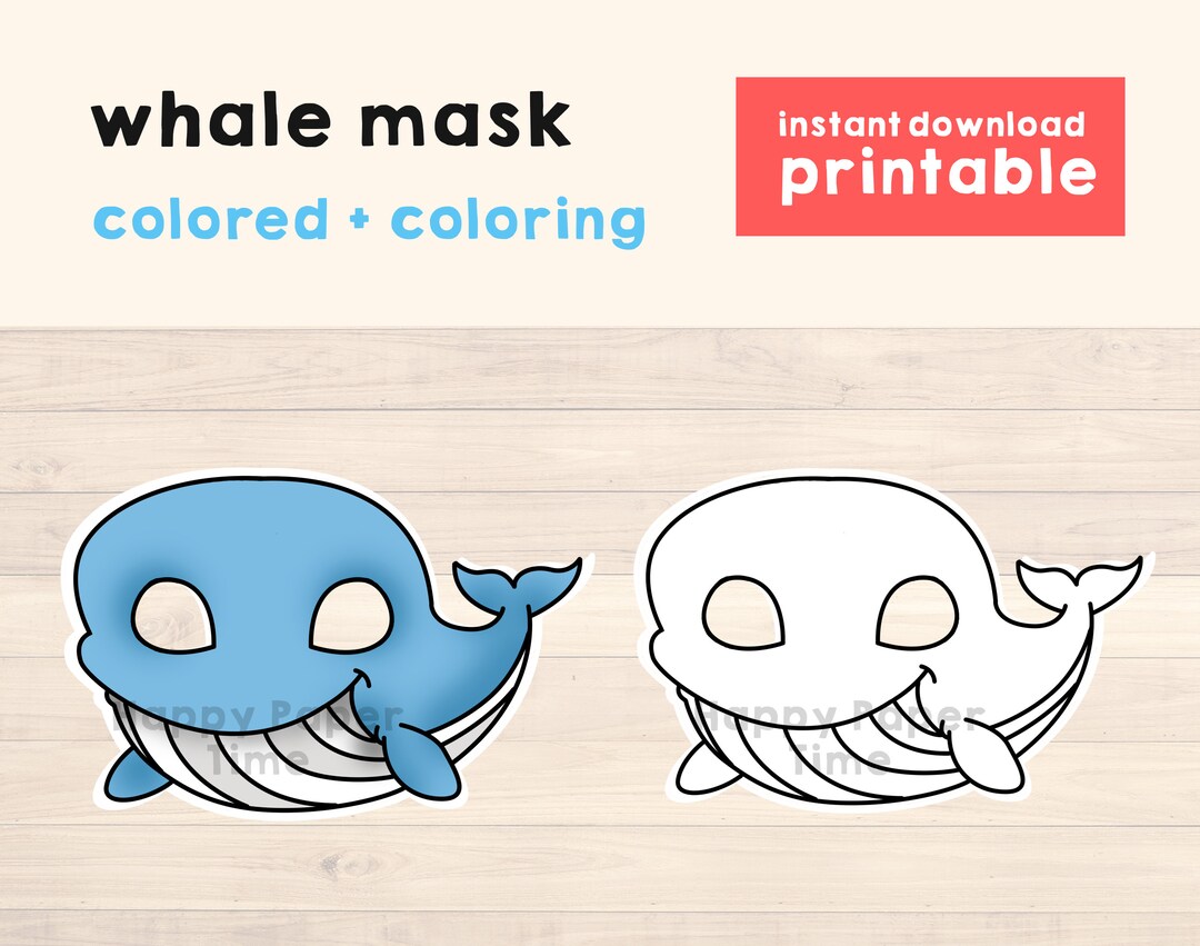 Whale Mask Template Costume Kids Diy Ocean Sea Animal Party Fun Favor ...
