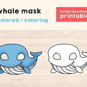 Whale Mask Template Costume Kids Diy Ocean Sea Animal Party Fun Favor ...