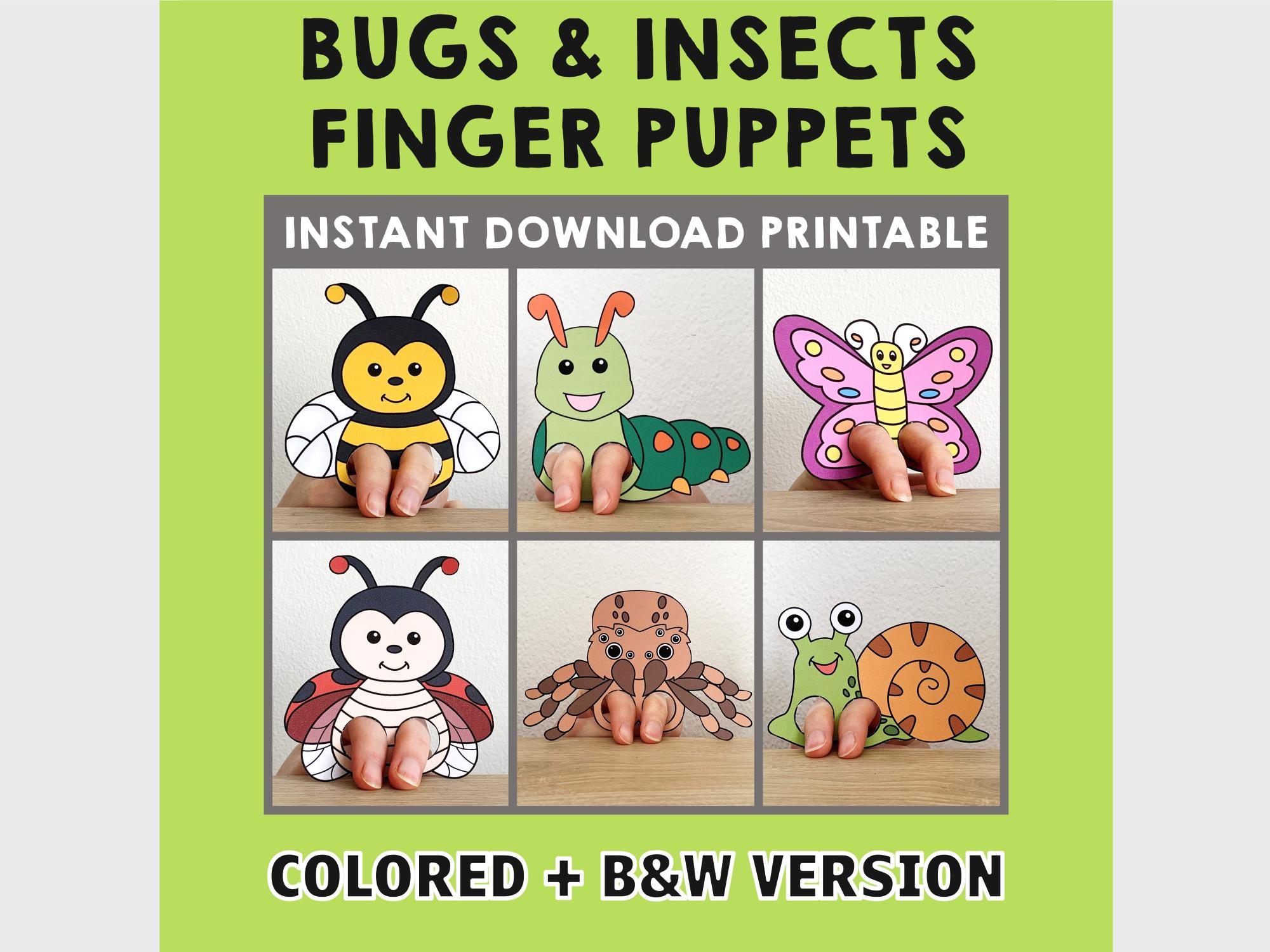 Bugs Insects Paper Craft Printable Finger Puppet Template Kids Craft ...