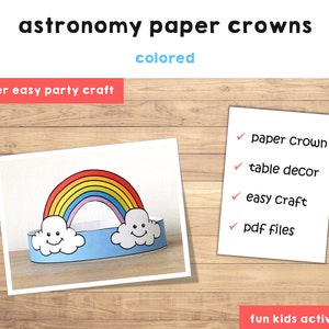 Astronomy Paper Crowns Sun Rainbow Moon Cloud Shooting Stars Printable ...