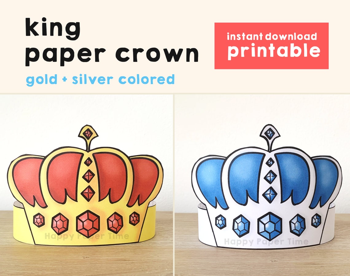 Prince Paper Crown King Royal Printable Kids Craft Prince - Etsy
