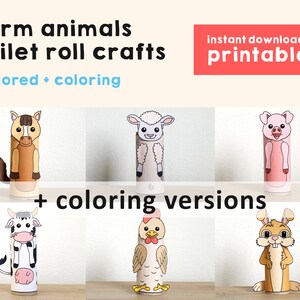 Farm Animals Toilet Paper Roll Craft Party Coloring Printable ...