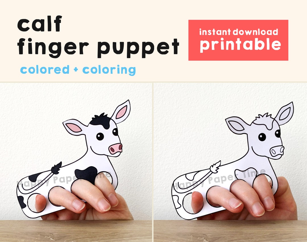 Calf Paper Craft Printable Farm Animal Finger Puppet Kids Craft Farm ...