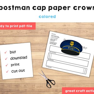 Postman Cap Hat Paper Crown Party Printable Kids Craft Community ...