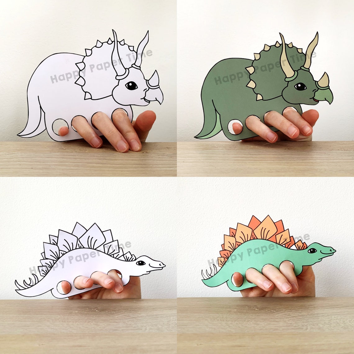 Dinosaur Puppet Paper Craft Printable Finger Puppet Kids Craft - Etsy