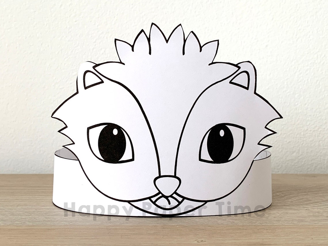 Skunk Paper Crown Party Coloring Printable Kids Craft Woodland Birthday ...