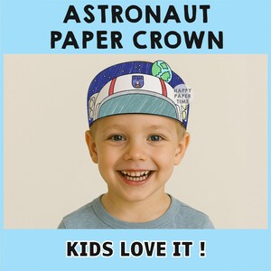 Astronaut Helmet Paper Crown Space Astronomy Party Coloring Printable ...