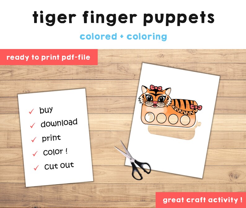 Tiger Paper Craft Printable Finger Puppet Kids Craft Animal - Etsy