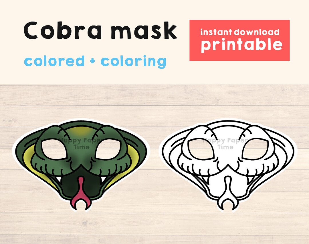 Cobra Mask Costume Animal Mask Printable Party Favor Asian Jungle Party ...