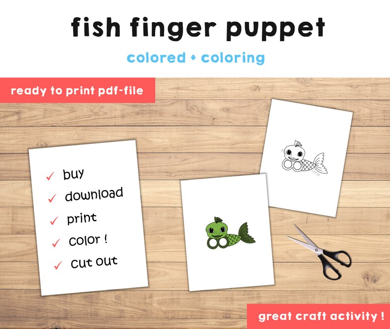 Fish Paper Craft Printable Ocean Animal Finger Puppet Kids - Etsy