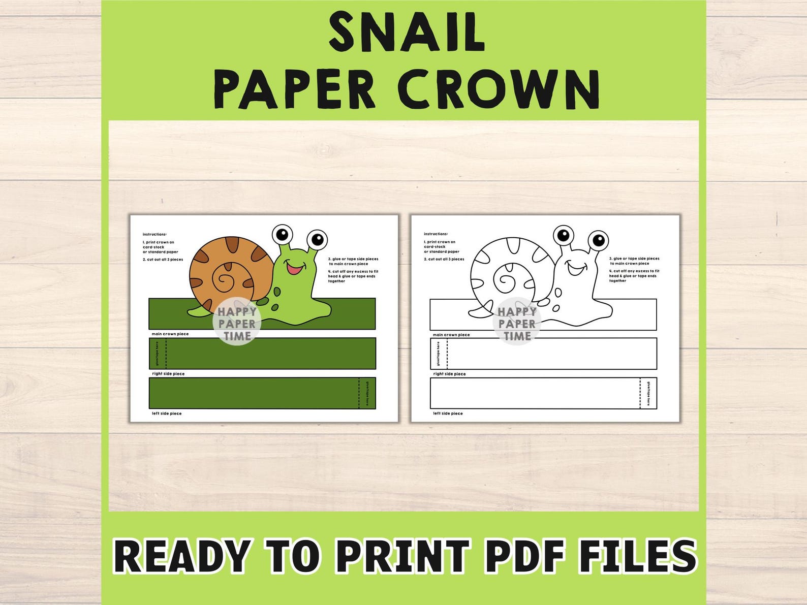Snail Paper Crown Headband Party Coloring Printable Kids Craft Bug ...