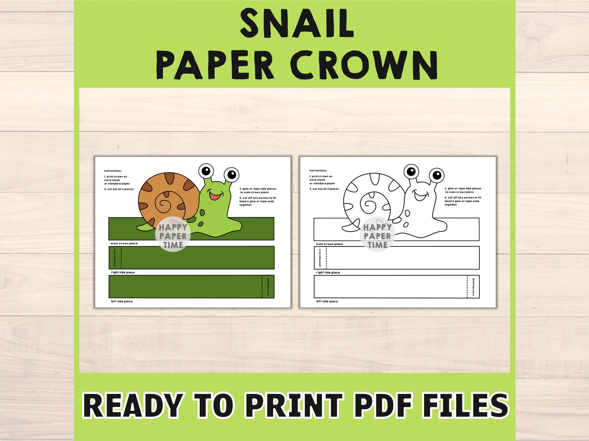 Snail Paper Crown Headband Party Coloring Printable Kids Craft Bug ...