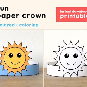 Sun Paper Crowns Astronomy Summer Spring Printable Kids Craft Birthday ...