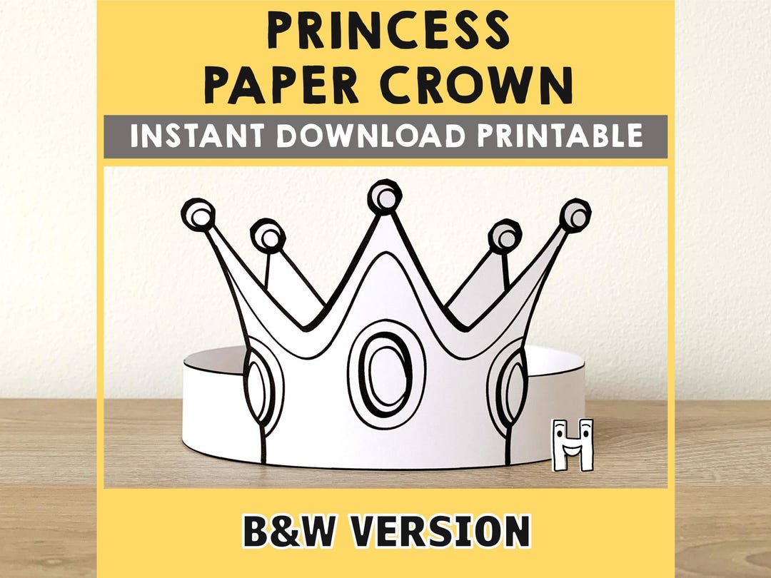 Princess Paper Crown Coloring Printable Kids Craft Princess Birthday ...