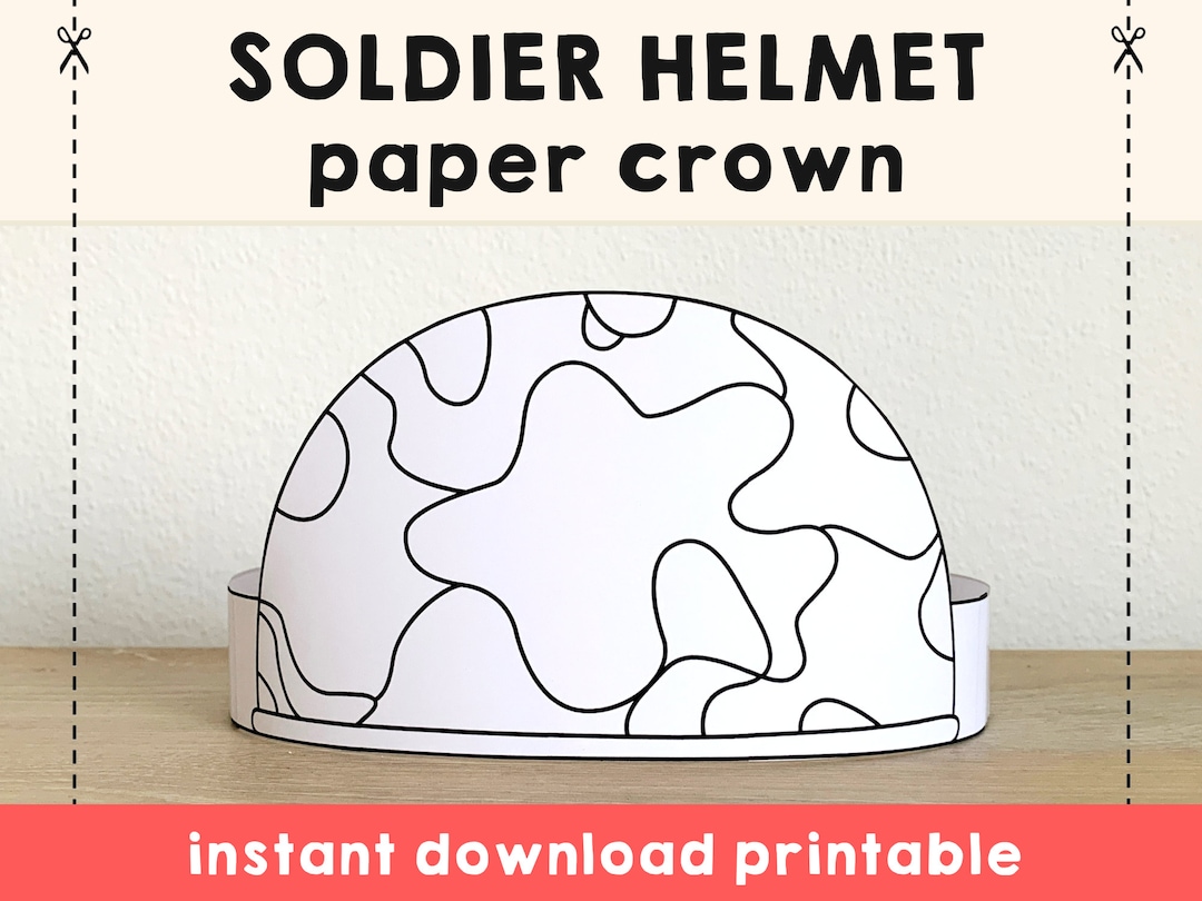 Soldier Helmet Paper Crown Headband Military Army Veteran Day Coloring ...