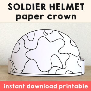 Soldier Helmet Paper Crown Headband Military Army Veteran Day Coloring ...