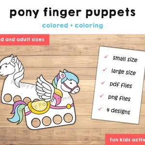 Pony Paper Craft Printable Finger Puppet Kids Craft Pony Birthday Party ...