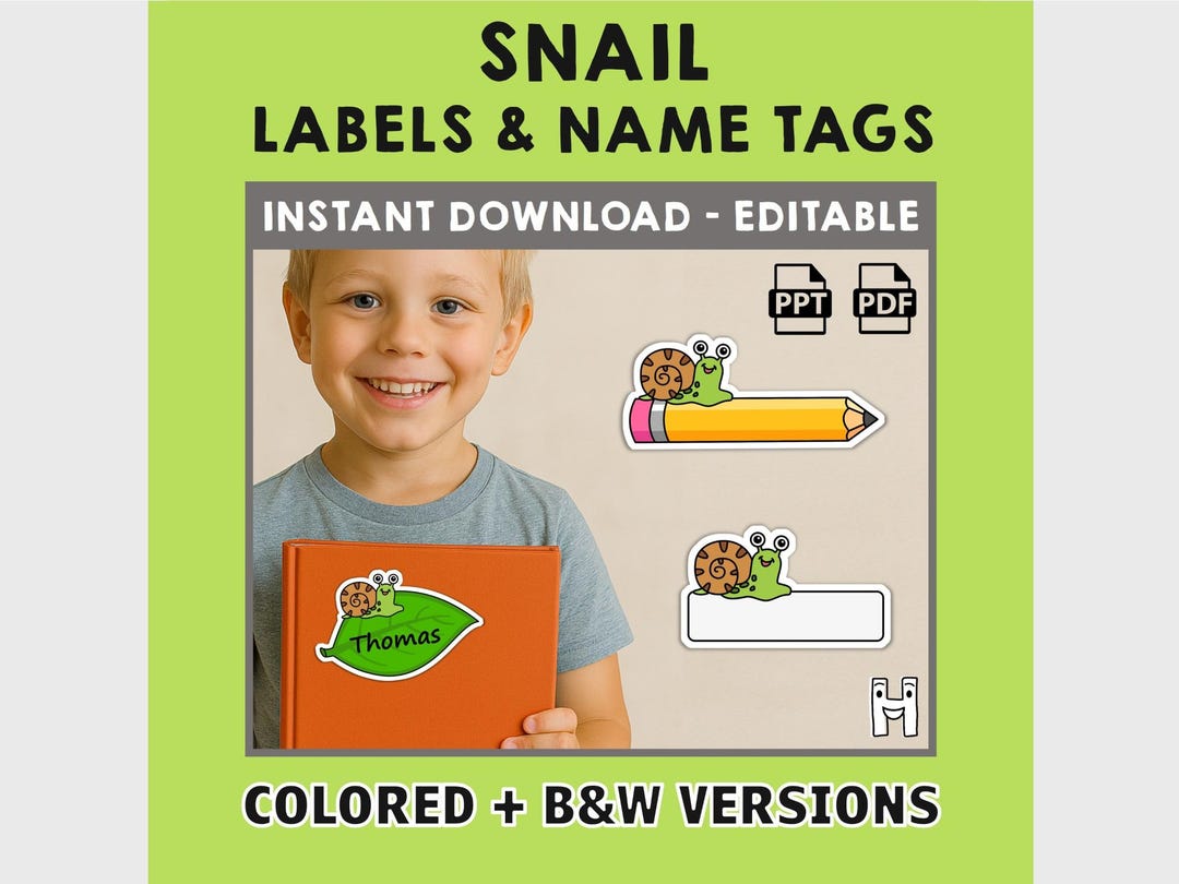 Snail Name Tags Classroom Labels Bug Insect Animal Spring Editable ...