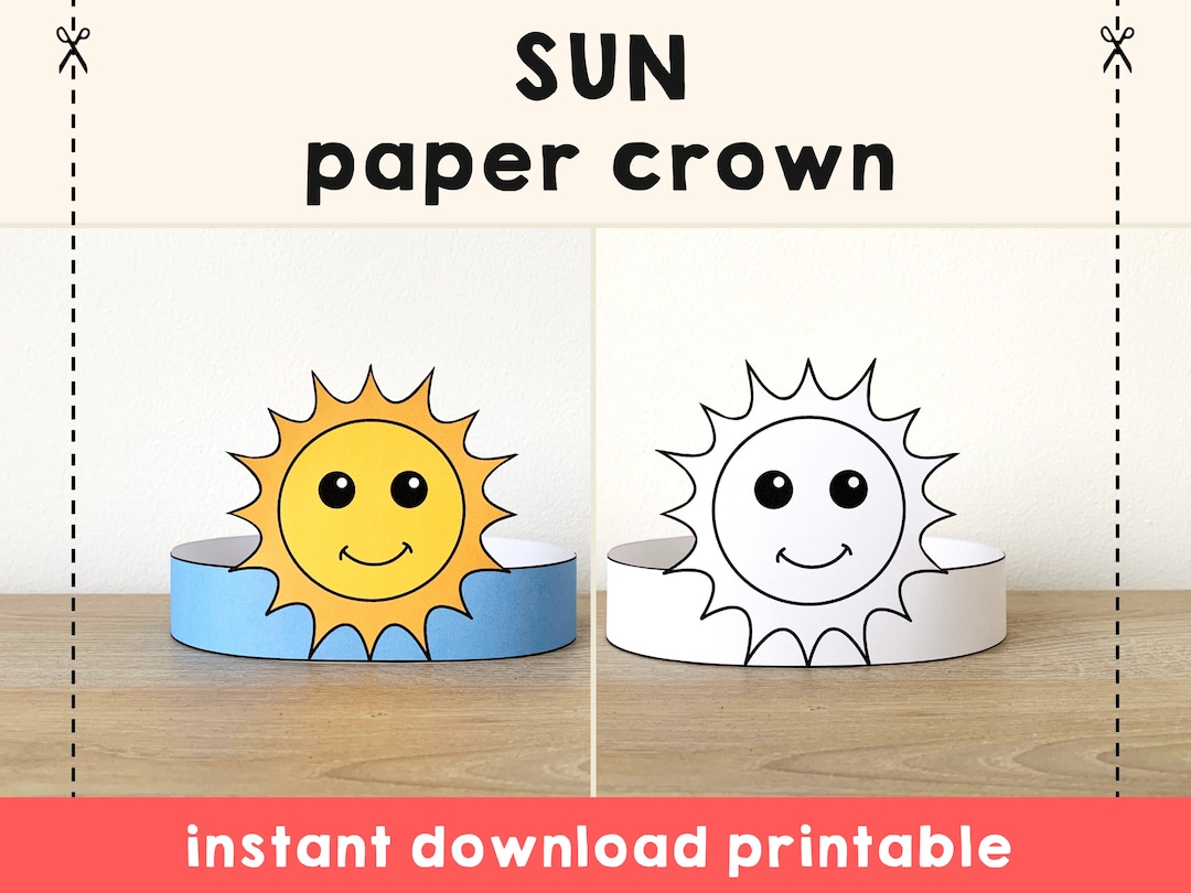 Sun Paper Crowns Astronomy Summer Spring Printable Kids Craft Birthday ...