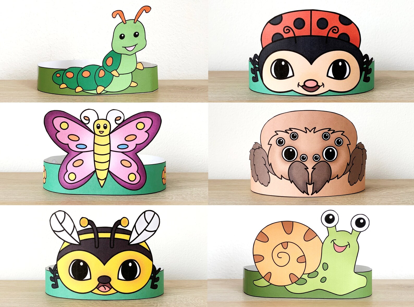 Bugs Insects Paper Crowns Butterfly Caterpillar Ladybug Bee - Etsy