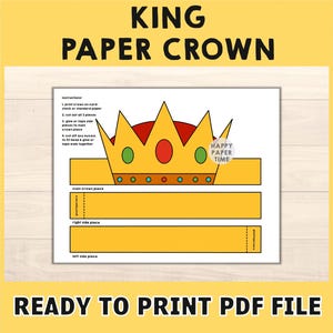 King Paper Crown Template Fantasy Medieval Party Headband Costume ...