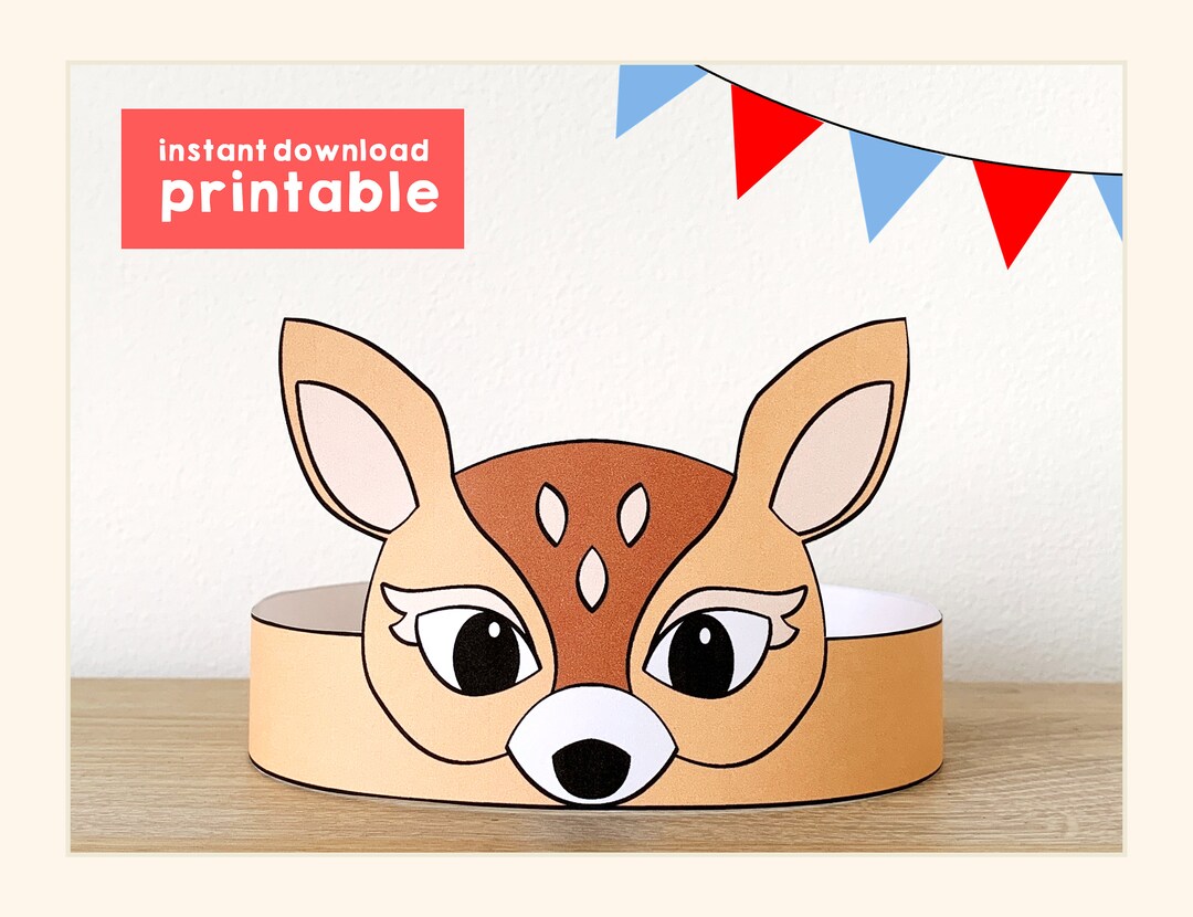 Deer Paper Crown Party Printable Kids Craft Woodland Birthday - Etsy