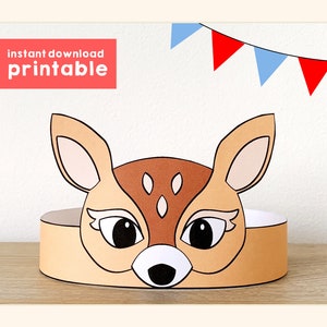 Deer Paper Crown Party Printable Kids Craft Woodland Birthday | Etsy