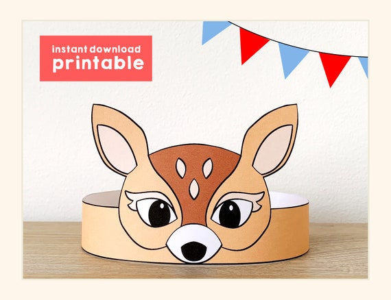 Deer Paper Crown Party Printable Kids Craft Woodland Birthday | Etsy