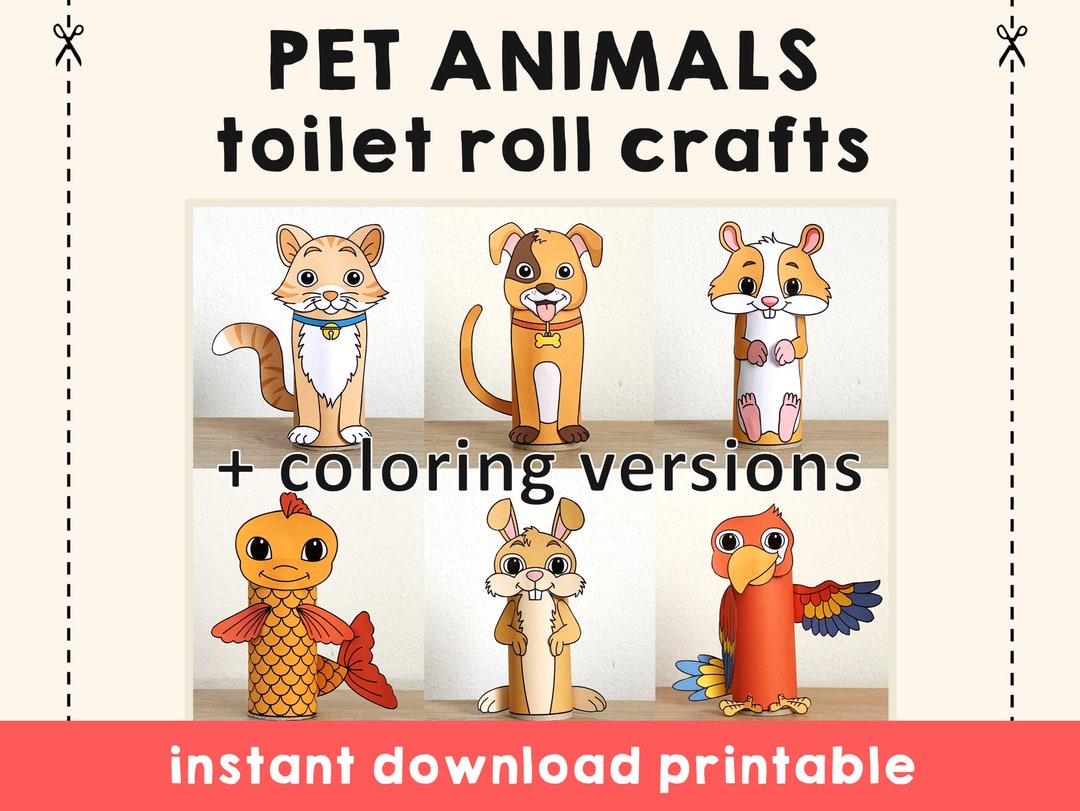 Pets Animals Toilet Paper Roll Craft Pet Party Coloring Printable ...