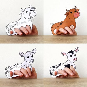 Cow Puppet Paper Craft Printable Finger Puppet Kids Craft Animal ...