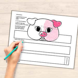 Pig Paper Crown Template Coloring Activity Printable Kids Craft Farm ...