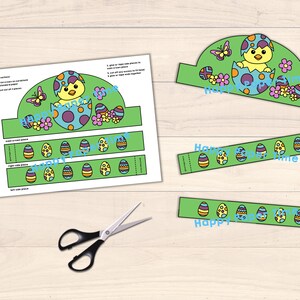 Easter Chick Eggs Hat Paper Crown Headband Easter Cut Out Party ...